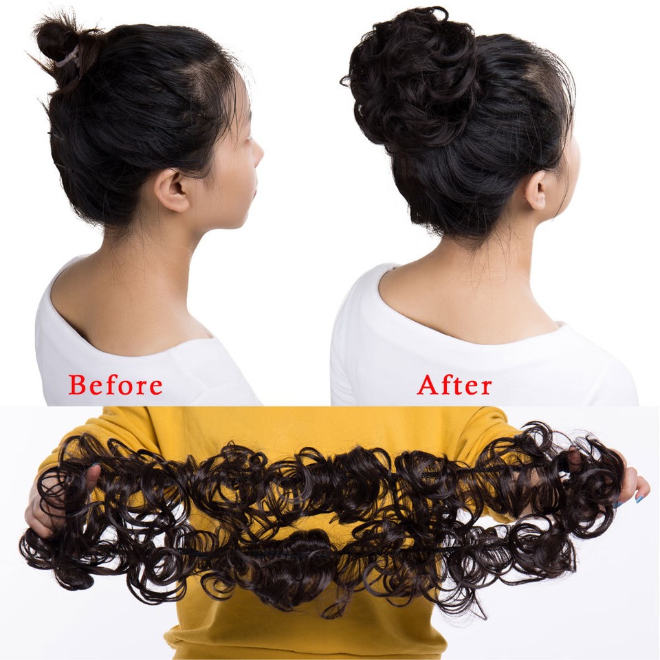 Scrunchie Updo Wrap Curly Messy Bun Hair Piece Hair Extensions Real as ...