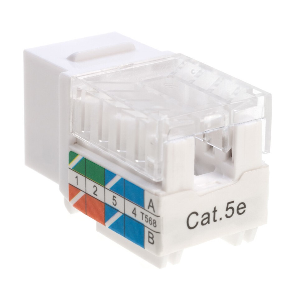 5 pack Cat5e 45° Angled Keystone Jack Network 110 Punchdown 8P8C Cat ...