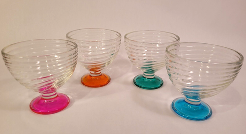 Swirled Glass Dessert Cups Clear Color Base 4 | eBay
