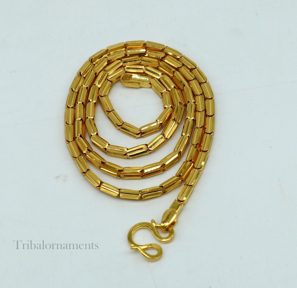 22kt 24 inches yellow gold handmade baht chain best gifting necklace ...