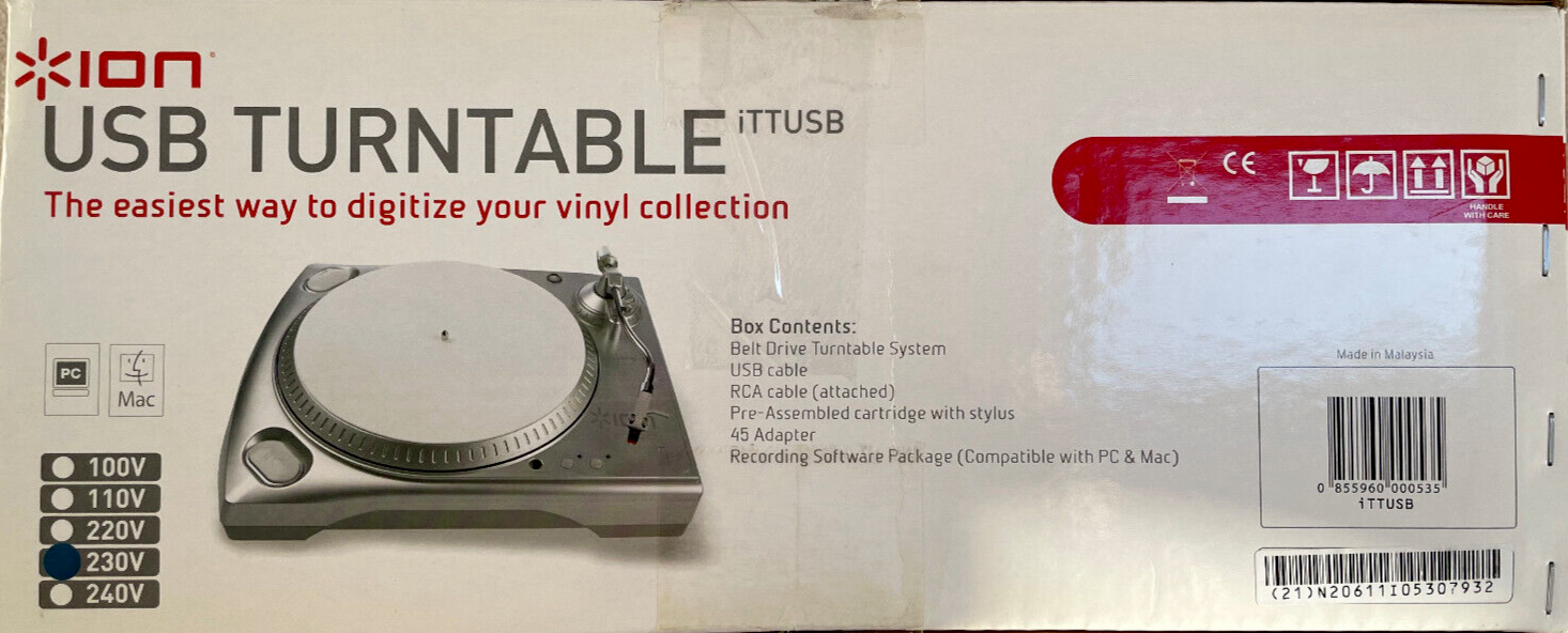 ION USB Turntable iTTUSB - Archive Your Vinyl Collection for sale ...