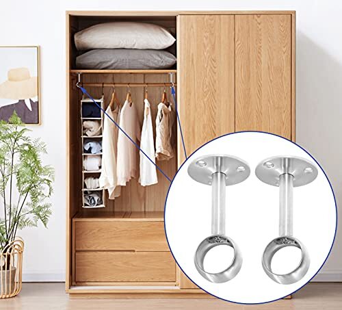 4 Pcs 1 Inch Ceiling Mount Curtain Rod Bracket Flange Closet Rod Holder ...