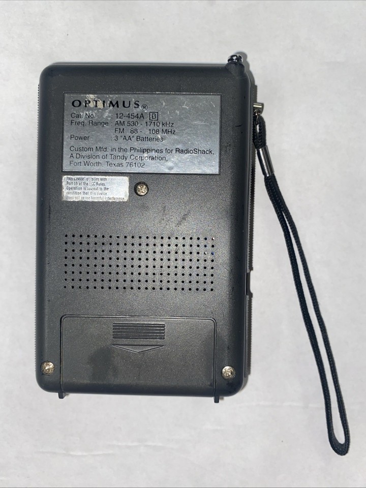 Radio Shack AM FM Pocket Radio Model 12-454 Black Handheld Vintage No ...