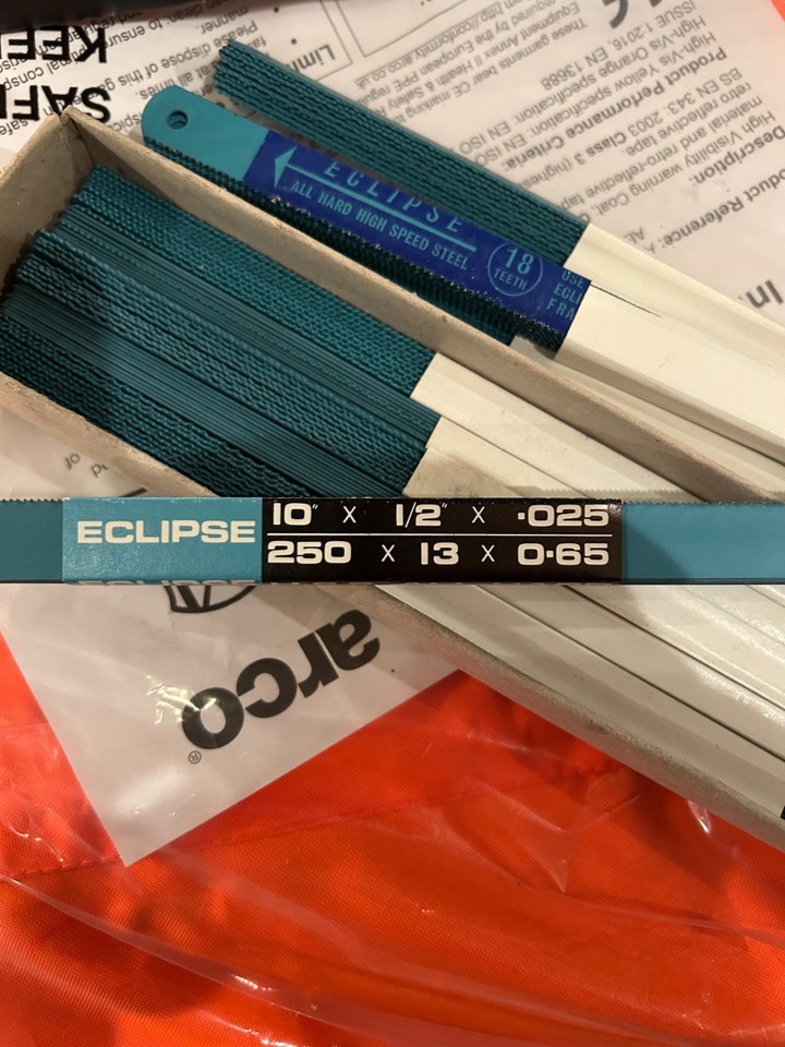 4284 Box of 100 Eclipse HSS All Hard Hacksaw Blades 250mm 18 TPI | eBay UK