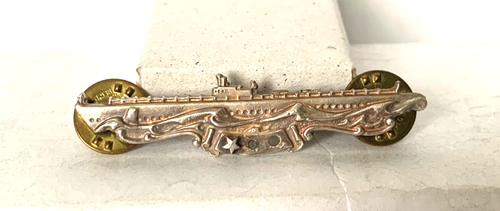 VTG Sterling Silver USN SUBMARINE Combat Patrol badge full size pin 525 ...
