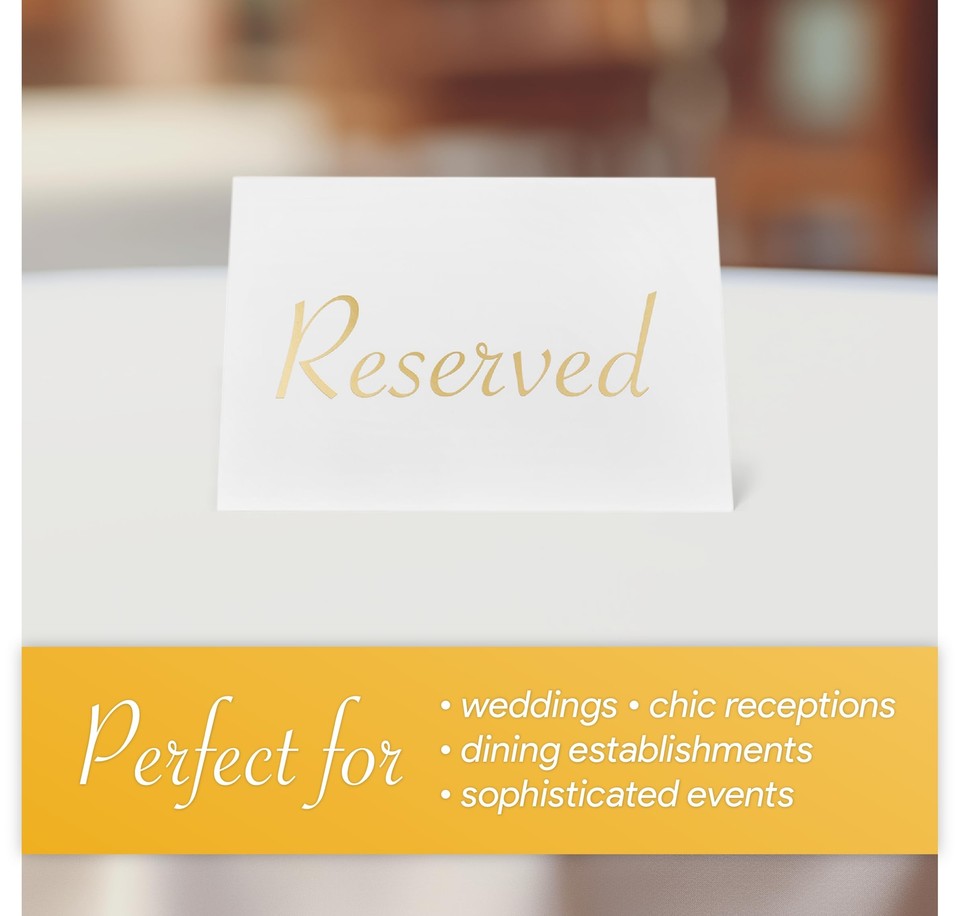 20pcs Reserved Seating Signs | Elegant Gold Reserved Table Signs for ...