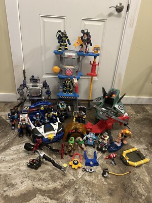 Fischer Price Rescue Heroes Command Center Helicopter Police Car Robot ...