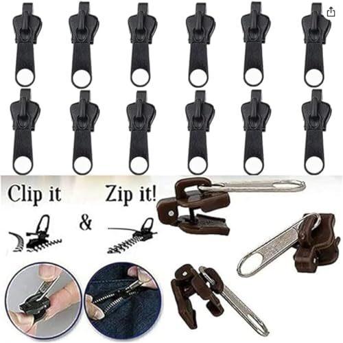 12 Pcs Black Fix Zip Puller,Zip Slider Repair Instant Kit,Instant ...