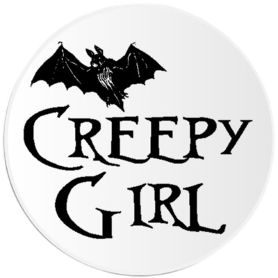 Creepy Girl - Circle Sticker Decal 3 Inch - Bat Halloween Gothic Goth ...