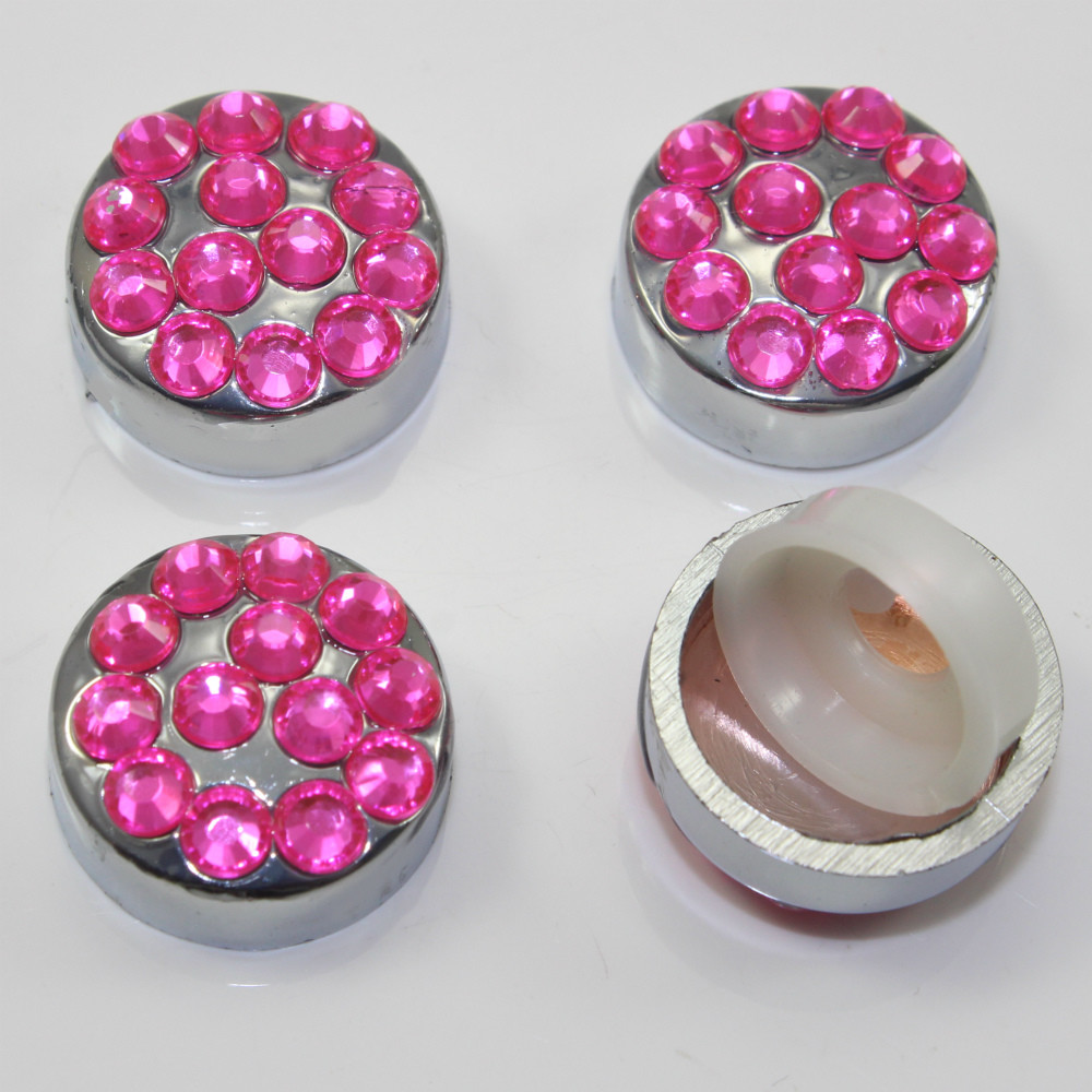 4 Pink Diamond Crystals Bling Auto License Plate Frame Screw Bolt ...