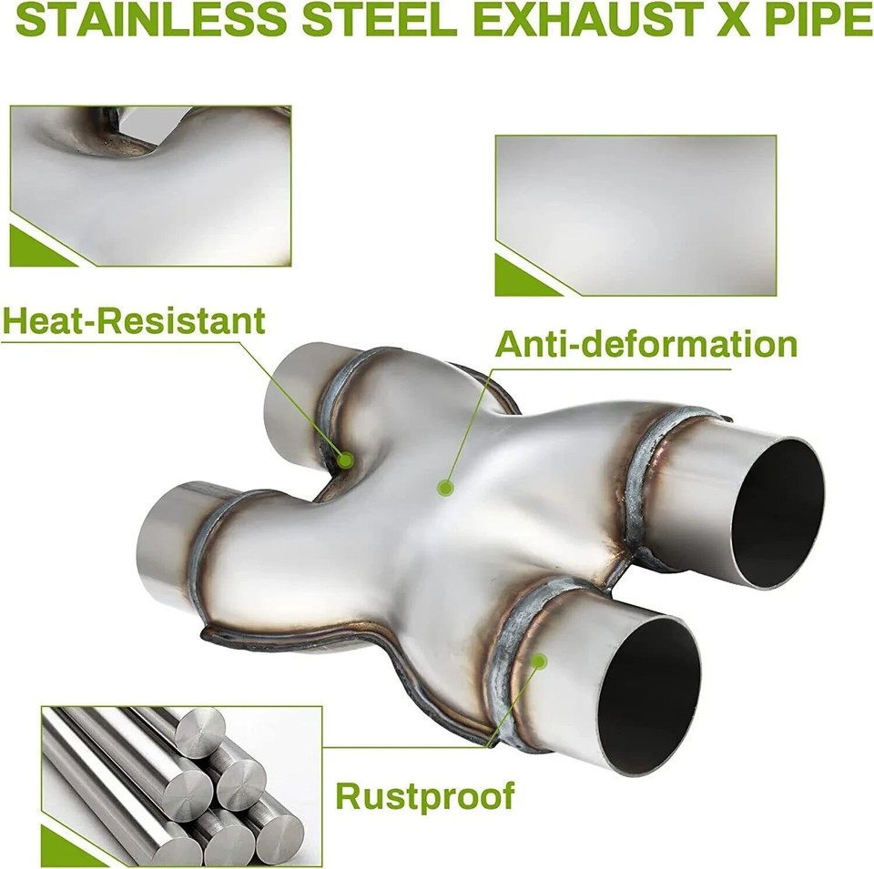 2.5" X-pipe Universal exhaust pipe 304 stainless steel | eBay