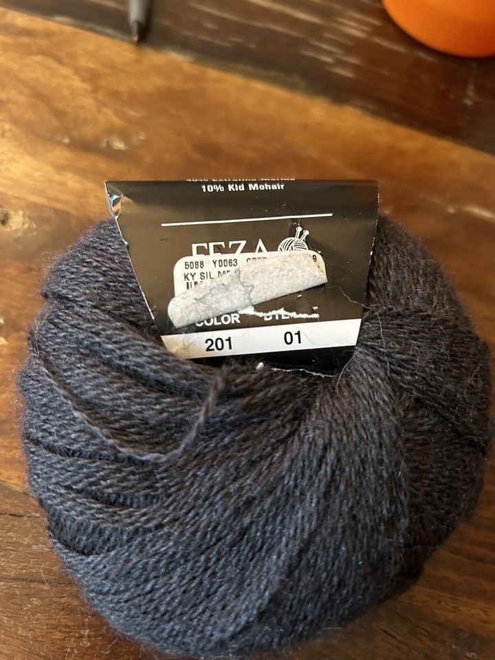 Feza Opulent Ball Skein #201 “Coal” Silk, Merino, Kid Mohair Italian ...