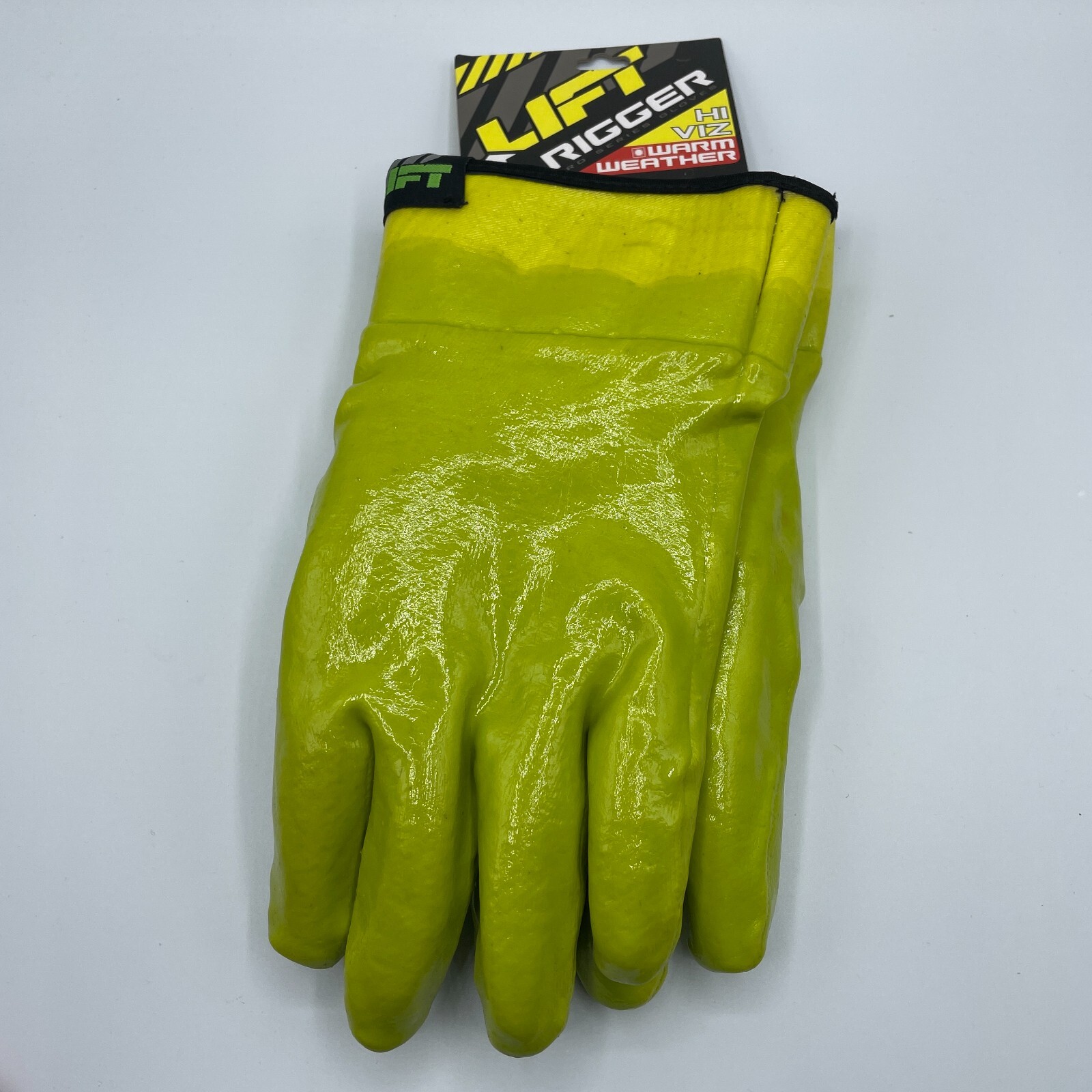 Lift Rigger Dipped Neon Safety Gloves L Green Yellow Work | eBay