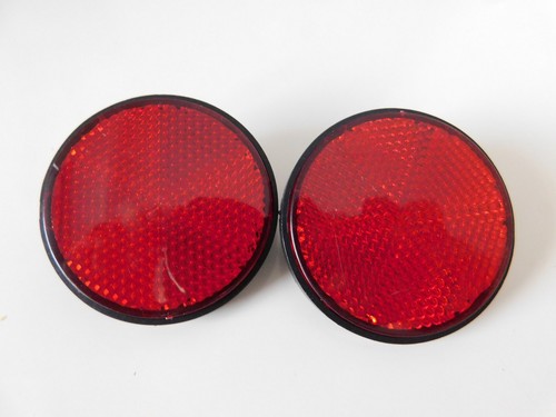 Pair of Round Universal Bolt on Red Reflectors for Motorcycle / ATV etc ...