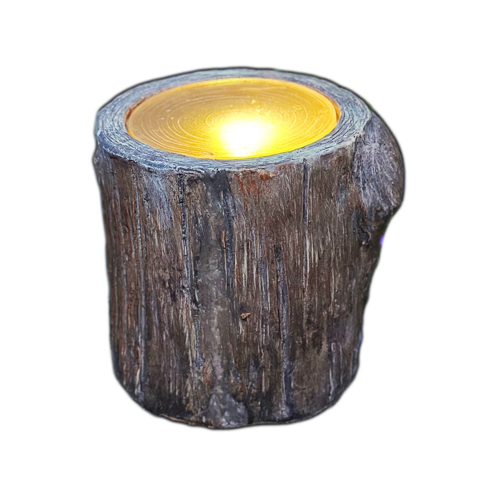 Woodland Tree Stump Solar Border Light Garden Resin Outdoor Feature ...