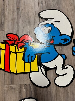 Vintage 1983 Smurfs Jokey Smurf Original Cardboard Hanging Display Sign ...