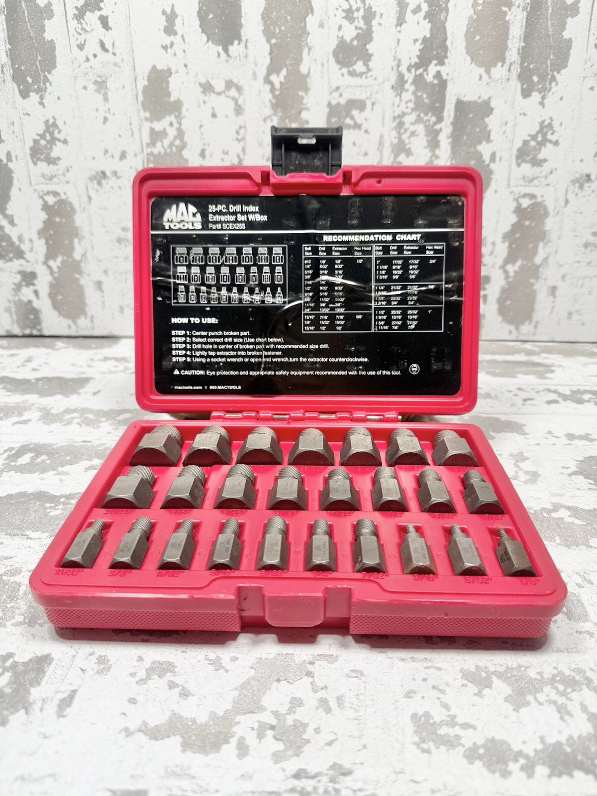 MAC TOOLS Screw Extractor Set 25-Piece Multi-Spline (1/8" - 7/8") | eBay