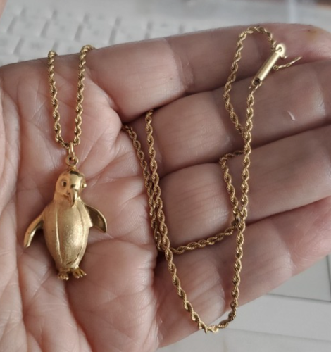 14K Yellow Gold Rope Chain Penguin Pendant17" 7.24 Grams | eBay