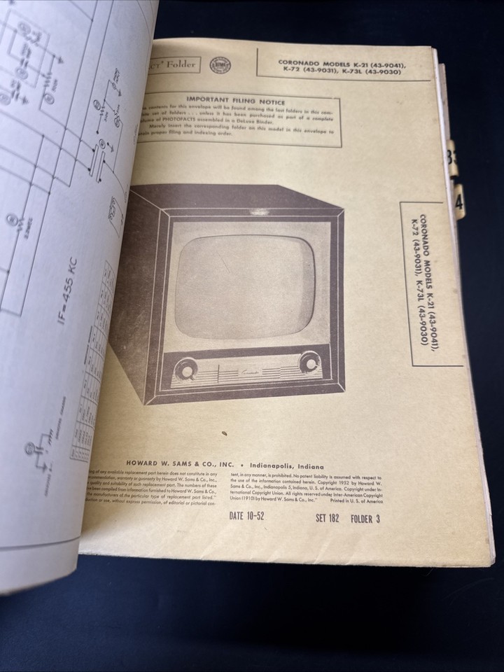 Vtg Sams Photofact Service Manual Volume 19 181-190 Binder Book | eBay