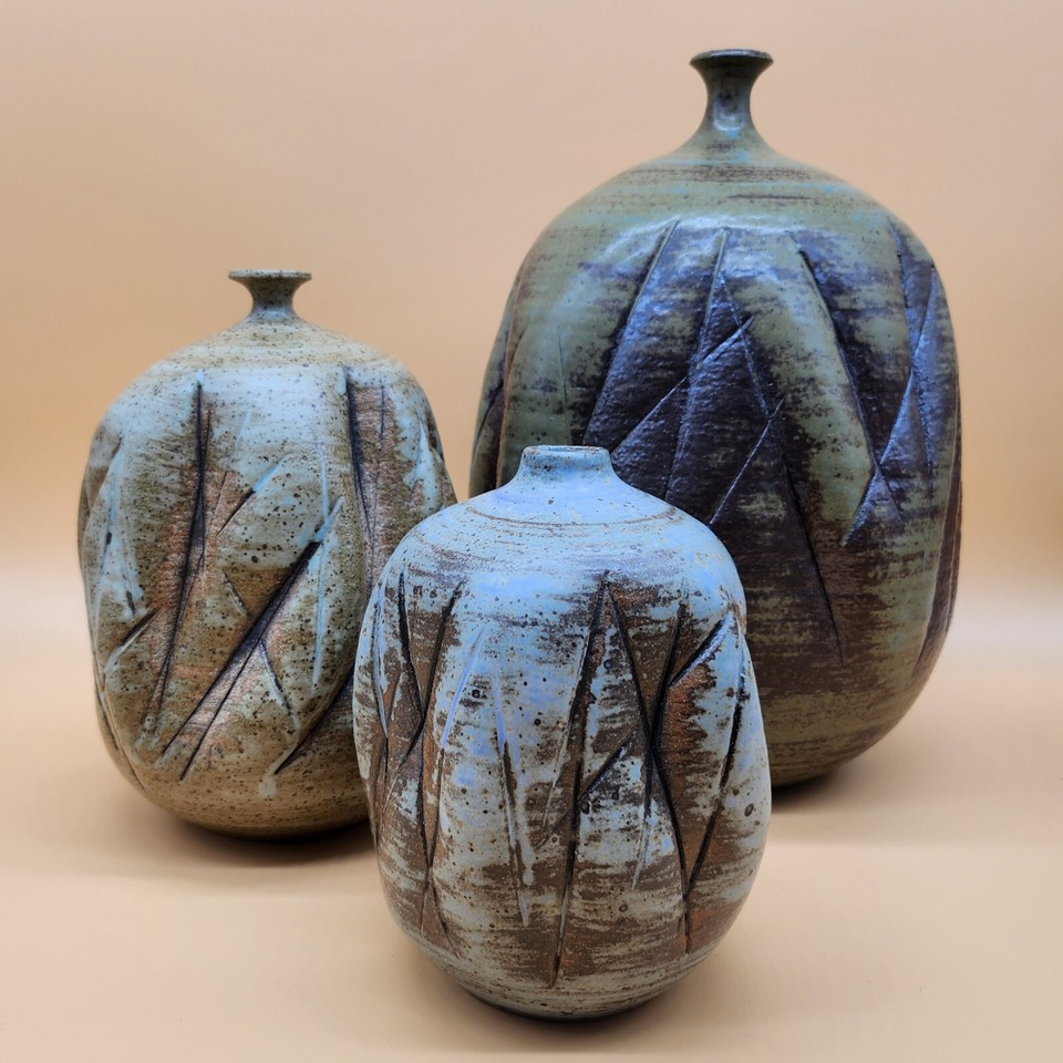 Tim Keenan Ceramic Pottery Vase, Unique Textures/Design, Artist Mark ...