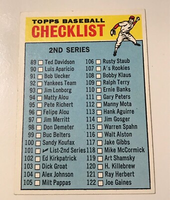 1966 Topps Baseball card #101 unmarked checklist | eBay