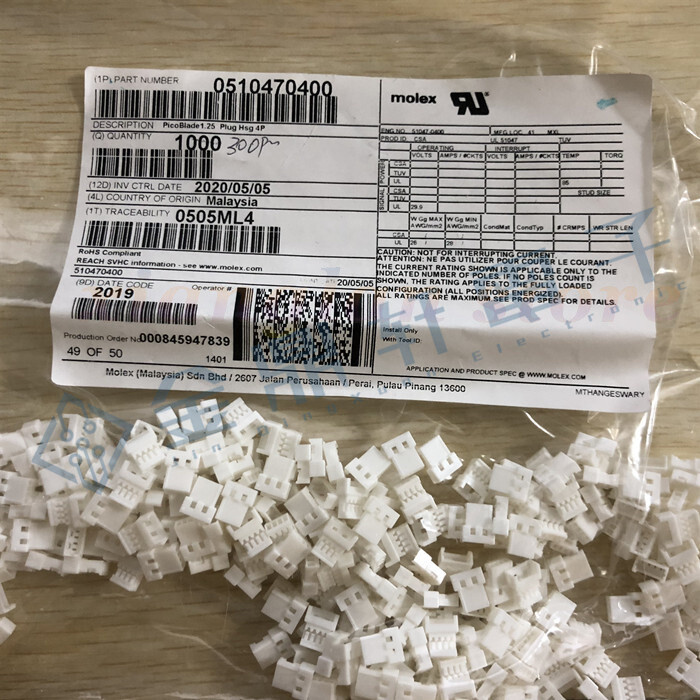 1000PCS Connector 510470400 51047-0400 4PIN Rubber Housing | eBay