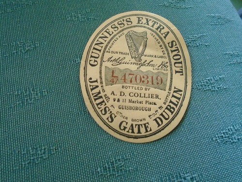 VINTAGE GUINNESS EXTRA STOUT PAPER LABEL - A D COLLIER MARKET PLACE ...
