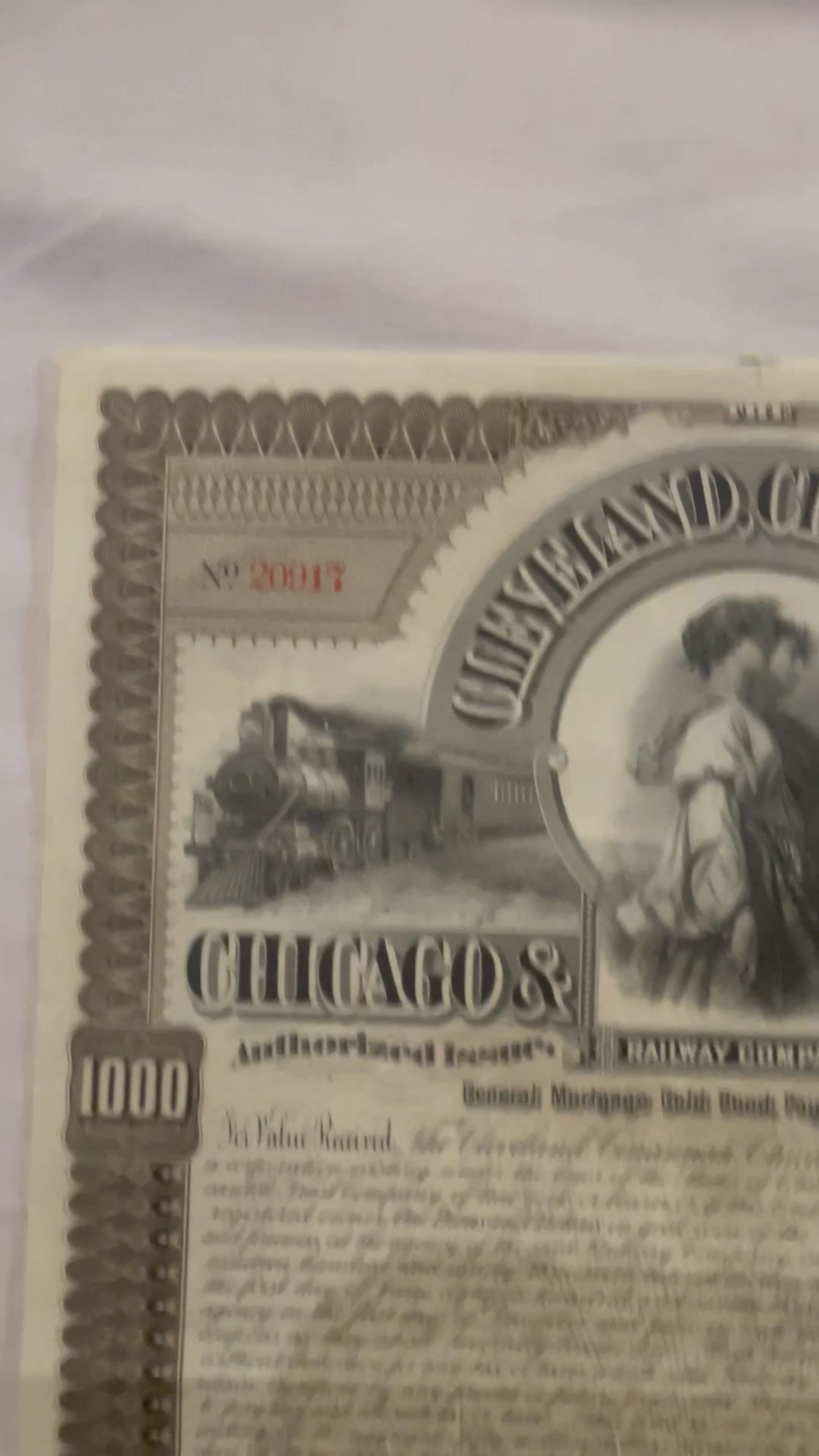 Antique 1893 Cleveland Cincinnati Chicago St Louis Railroad Bond ...