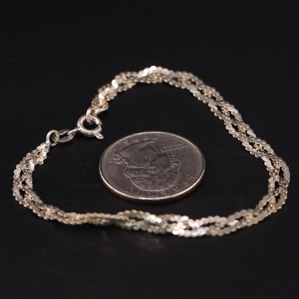 Sterling Silver - ITALY 5mm Braided Serpentine Chain 7" Bracelet - 3.5g ...