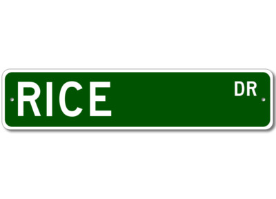 RICE Drive Custom Street Sign Personalized Last Name Aluminum Metal ...