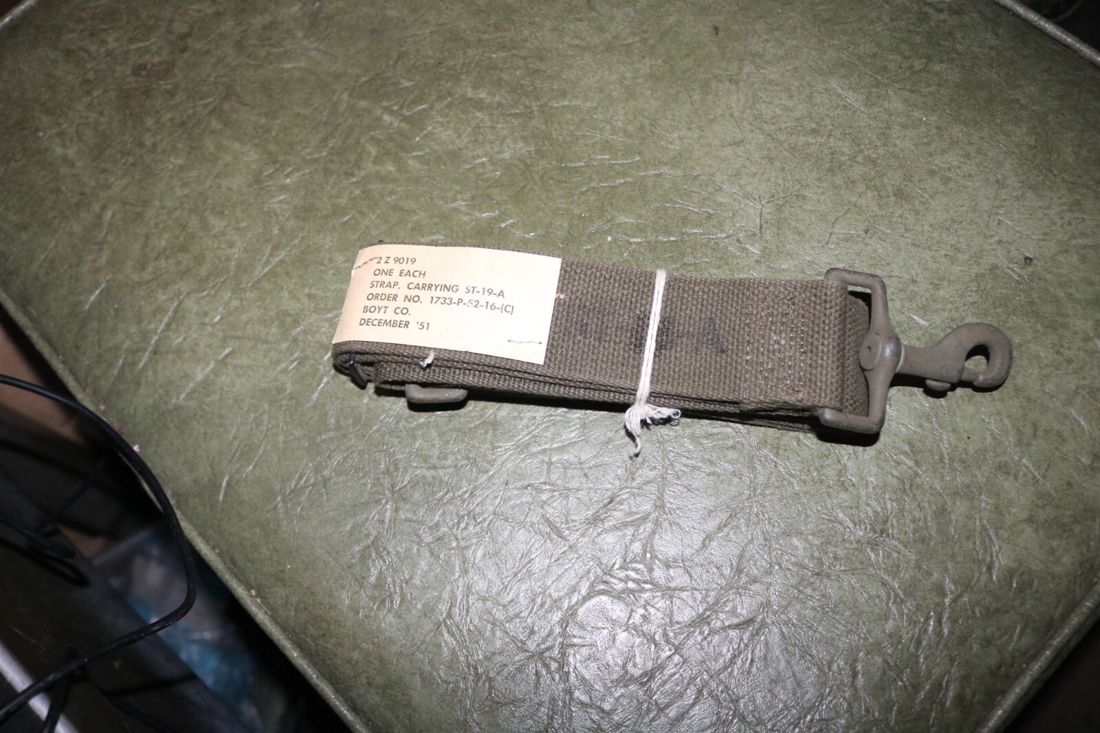 Unissued mint USGI ST-19 strap for RL-31 commo wire reel signal corps ...