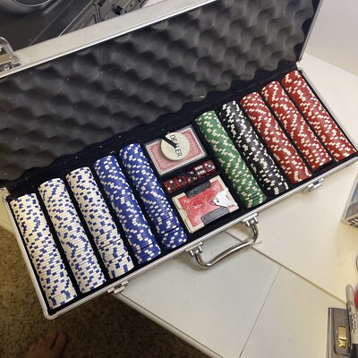 500 Piece Poker Chip Set With Aluminum Carry Case Travel With 11.5 Gram ...