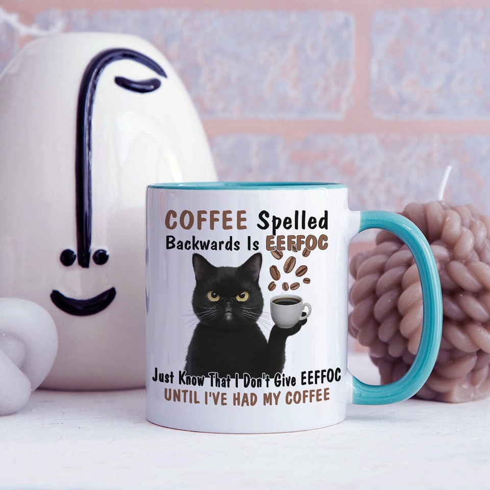 Funny Cat Mug Sarcastic Mug EEFFOC I DON'T GIVE A F*** 11oz 15oz Cup ...