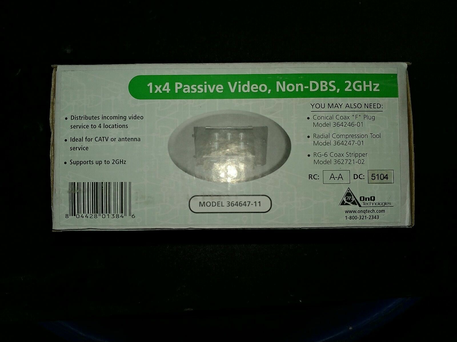 NIB NIB OnQ Technologies 1x4 Passive Video, Non-DBS, 2GHz 364647-11 | eBay