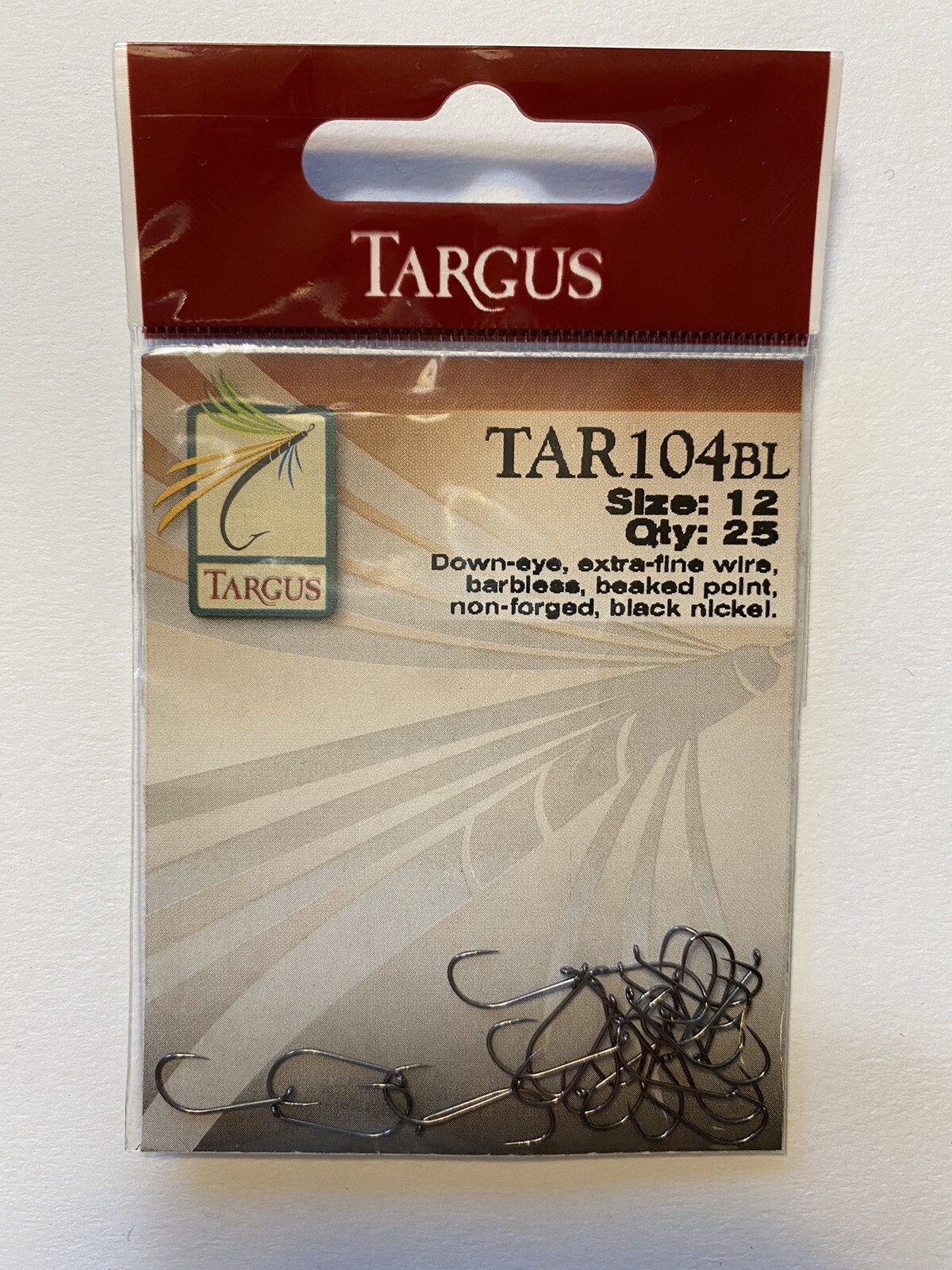 4 Packs Targus TAR104BL Size 12 Qty 25 each Fly Tying Hooks Down-Eye ...