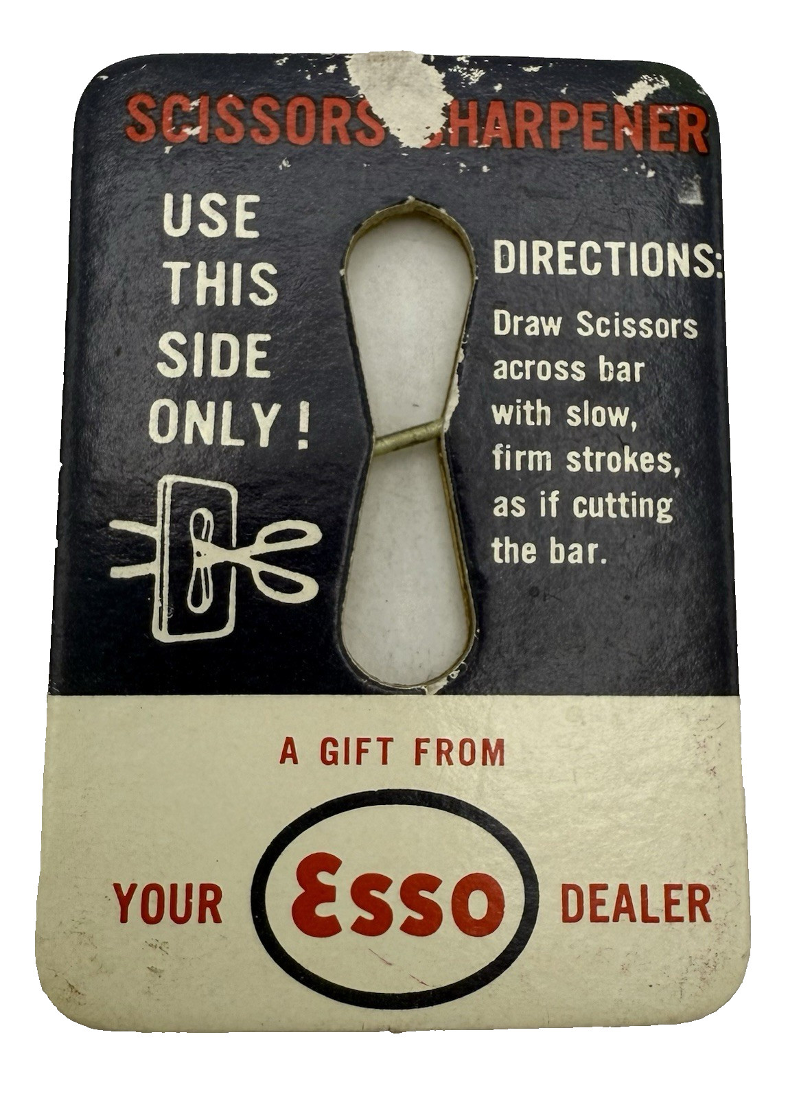 Vintage Esso Promotional Cardboard Scissors Sharpener Collectible