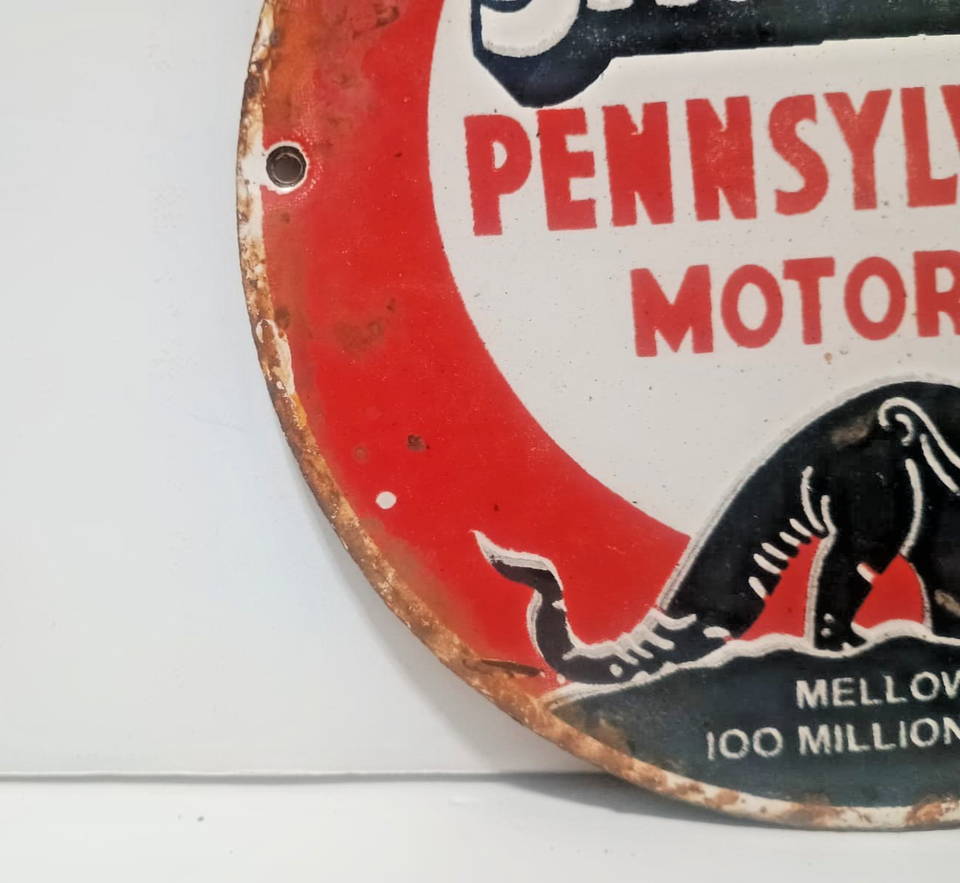 Vintage SINCLAIR PENNSYLVANIA MOTOR OIL Porcelain Enamel Sign 6" Inches ...