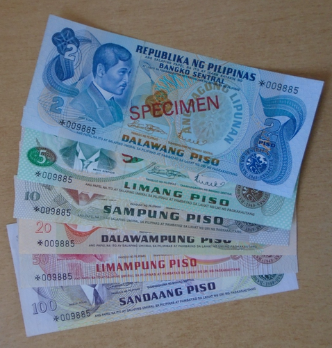 Philippines - Set of 6 SPECIMEN overprint banknotes. See pictures for ...