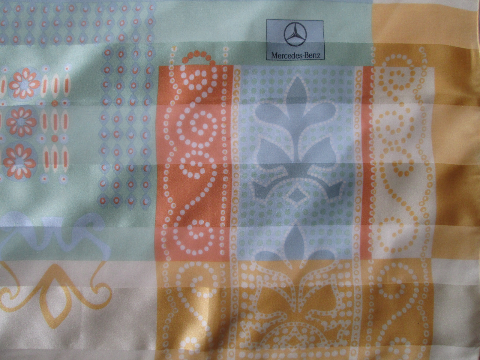 -Foulard PROJECTIF "Mercedes-Benz" soie TBEG vintage scarf 87 x 90 cm ...