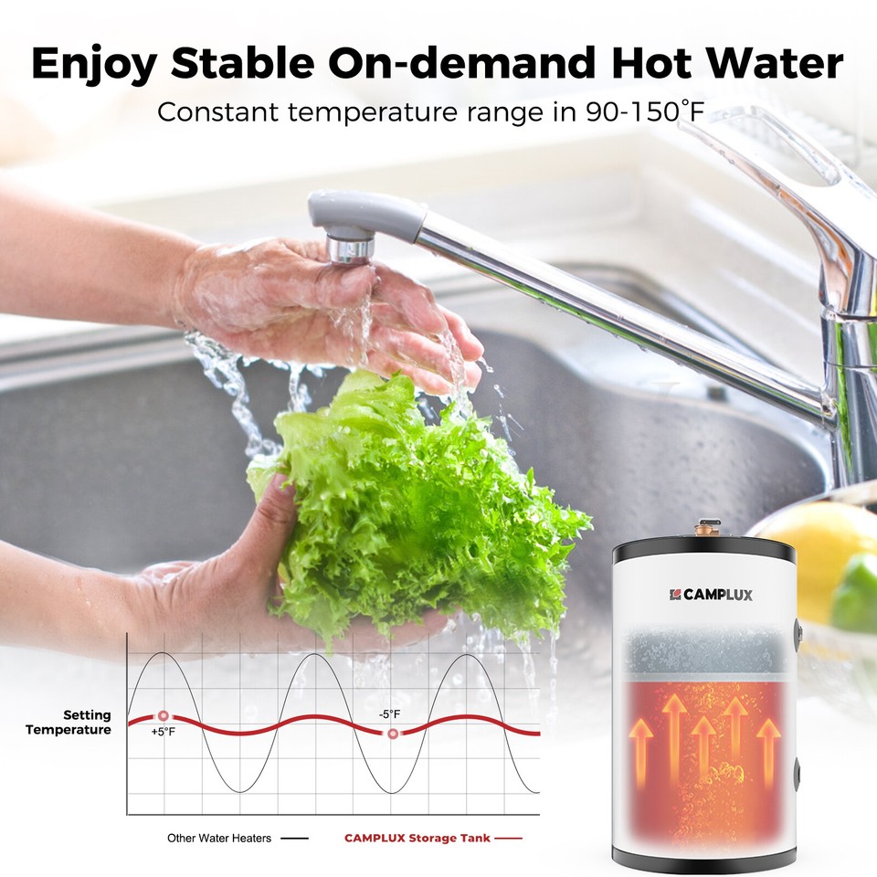 CAMPLUX Electric Tank Water Heater 10/18 Gal Boost Unit Hot Water ...