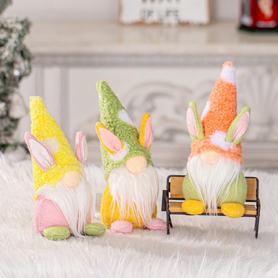Cartoon Easter Bunny Elf Dwarf Doll Handmade Spring Easter Plush Dolls ...