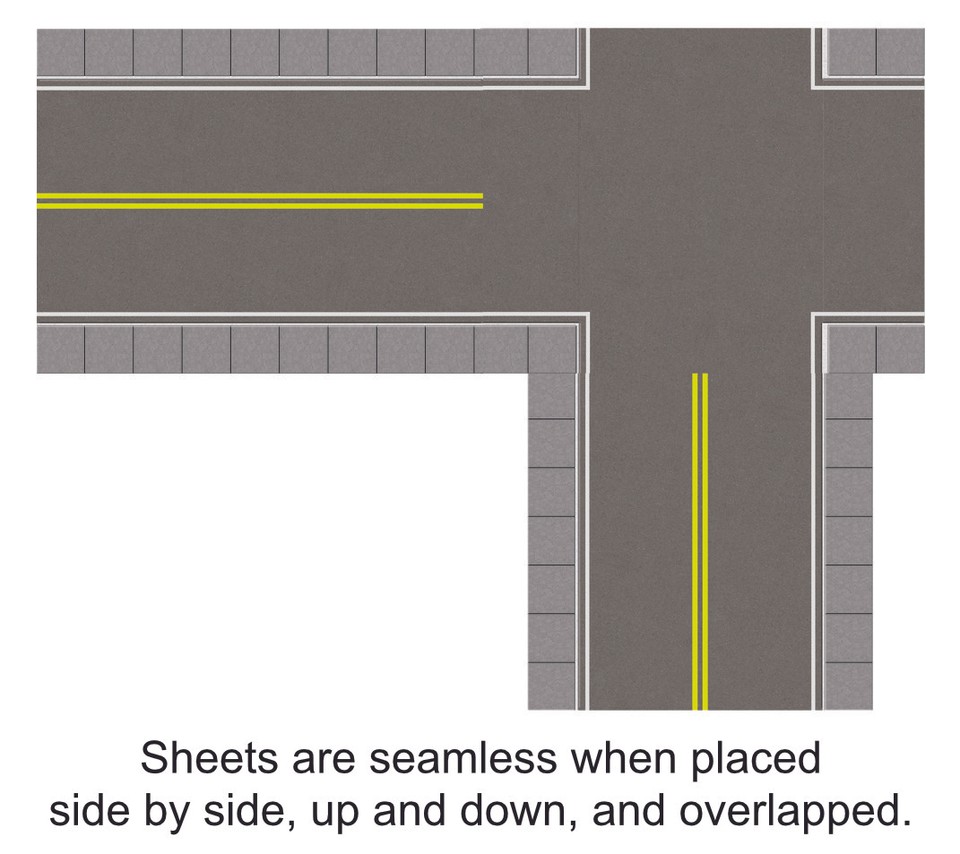 O Scale Roads Model Train Scenery Sheets No Passing Yellow Town - Five ...