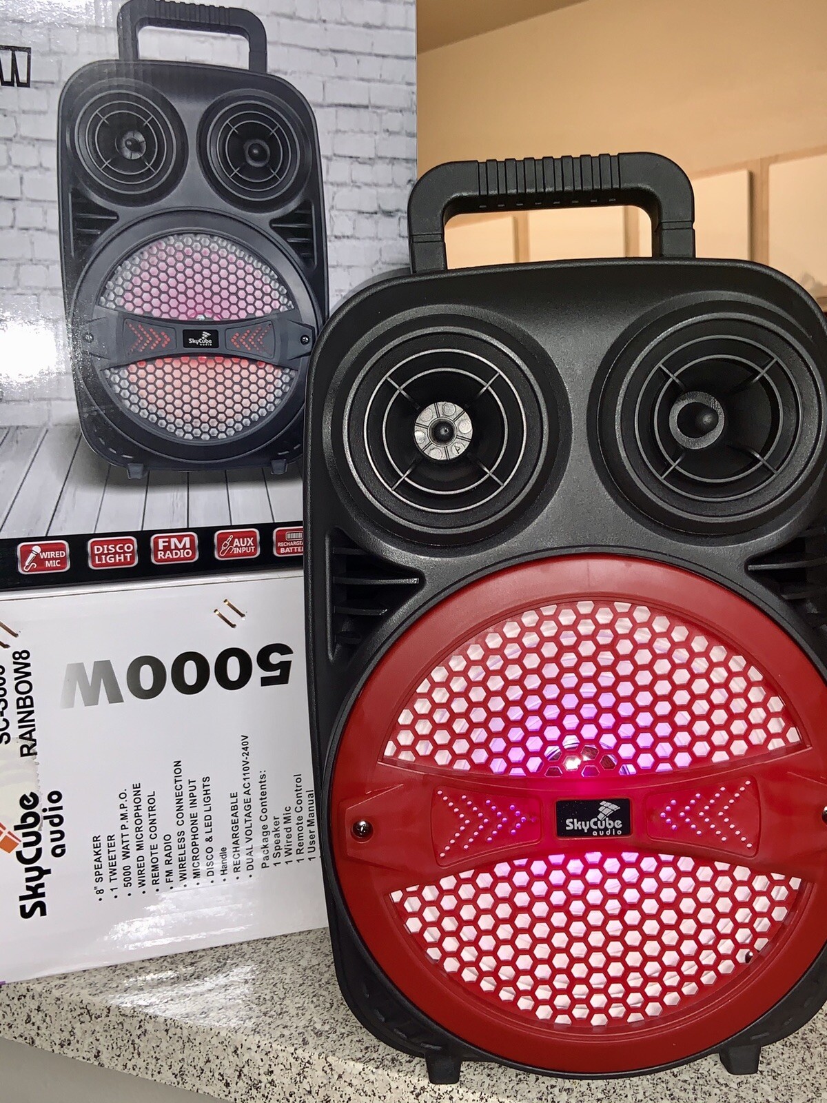 bluetooth speaker portable SkyCube 5000W P.M.P.O 8” +1 Tweeter ...