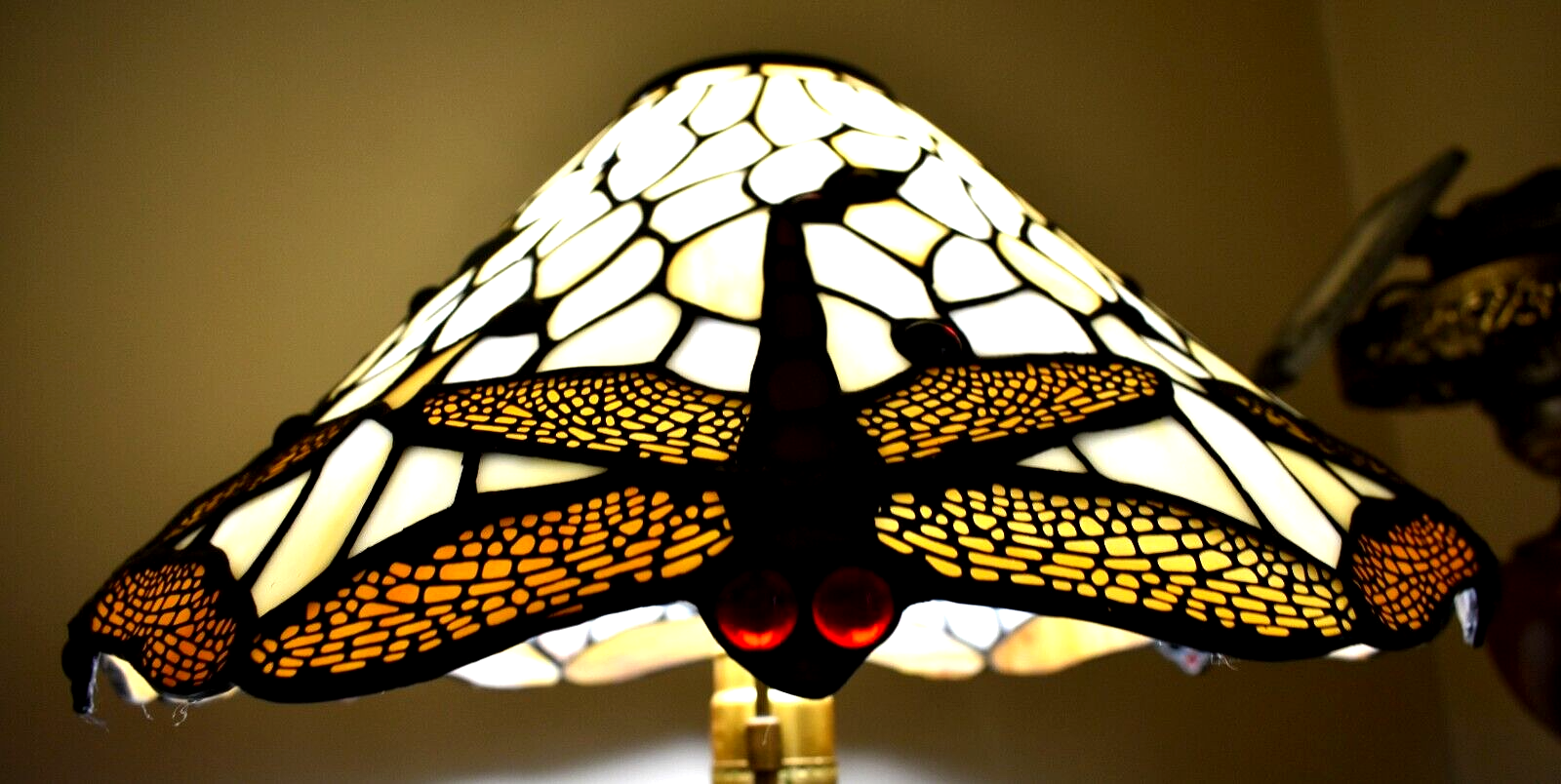 Vintage Stained Glass Art Craft Dragonfly Lamp Shade 14", Two Available ...