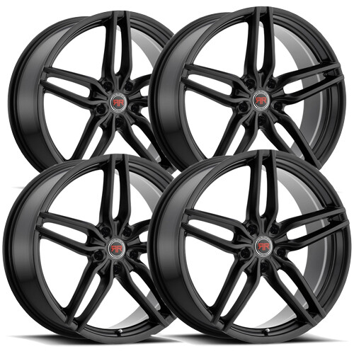 (Set-4) Revolution Racing R14 20x8 5x108 +40mm Satin Black Wheels Rims ...