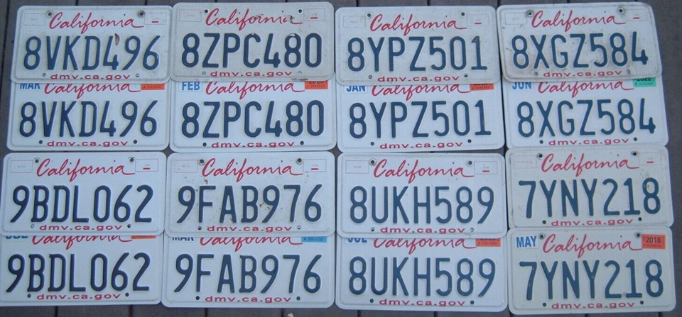 Lot of 16 CALIFORNIA License Plates expired all in pairs | eBay