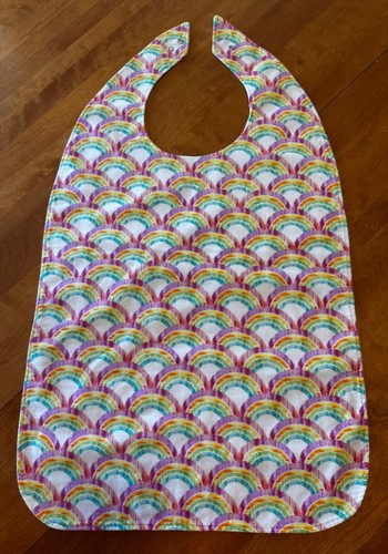 HANDMADE XXL ADULT BIB - SPECIAL NEEDS RAINBOW PATTERN w/ADJUSTABLE ...