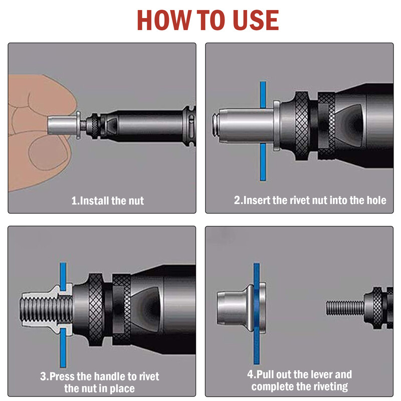 120/240/600 Rivet Nut Kit Rivnut Nutsert Assort Nut Setter Thread ...