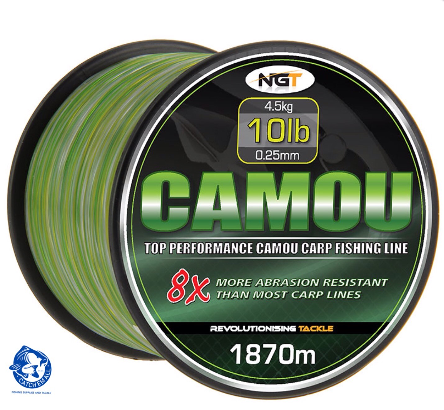 Camo Fishing Line Bulk Spool 10lb 12lb 15lb 18lb Carp Pike Coarse NGT ...
