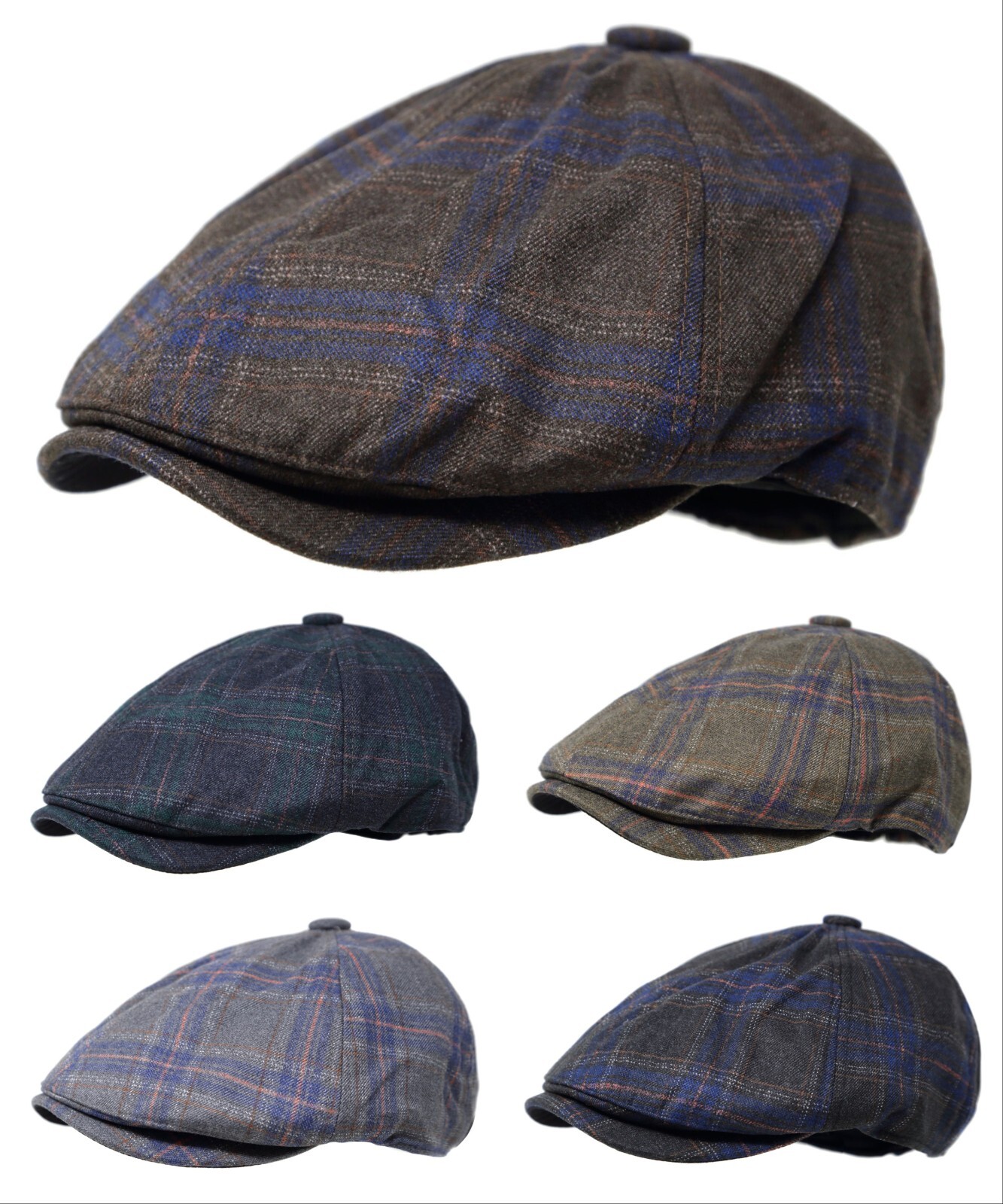 Men's Classic Cotton Blend Plaid Newsboy Applejack Cap Style, Quality ...